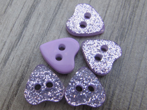 10mm Lilac Glitter Heart Buttons Baby Buttons Smart as a Button – Smart ...