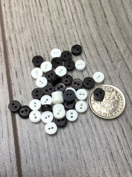 6mm Mini Dolls Buttons Black & White | Smart as a button