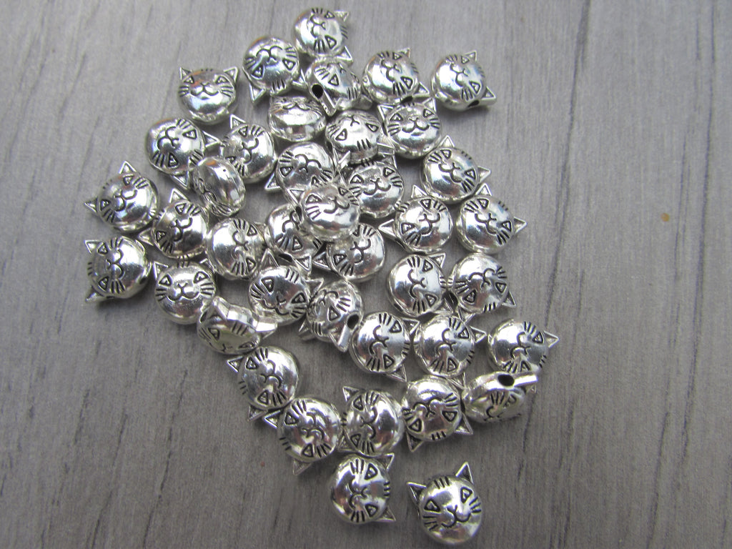 Tibetan Silver Cat Face Beads | Beads by Smart as a button